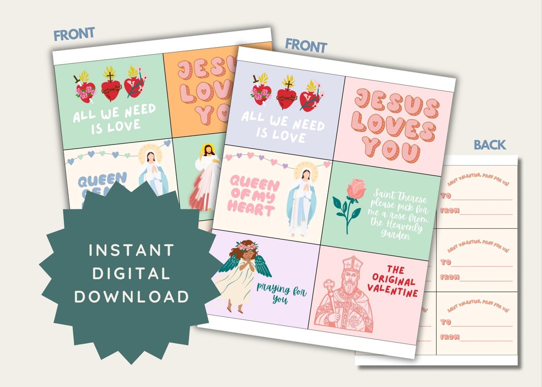 Catholic Printable Valentines Day Cards, Catholic Valentines Activity ...