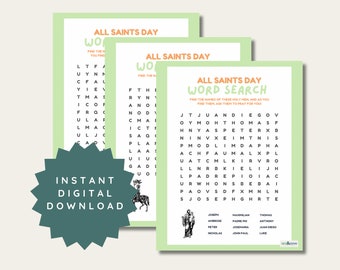 All Saints' Day Word Search Printable PDF - Etsy