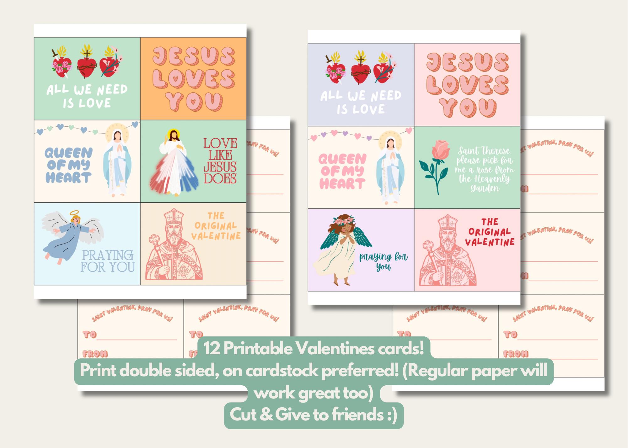 Catholic Printable Valentines Day Cards, Catholic Valentines Activity ...
