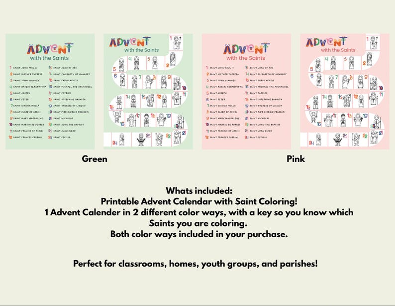 Saint Advent Calendar, Advent With the Saints Coloring, Catholic Advent ...