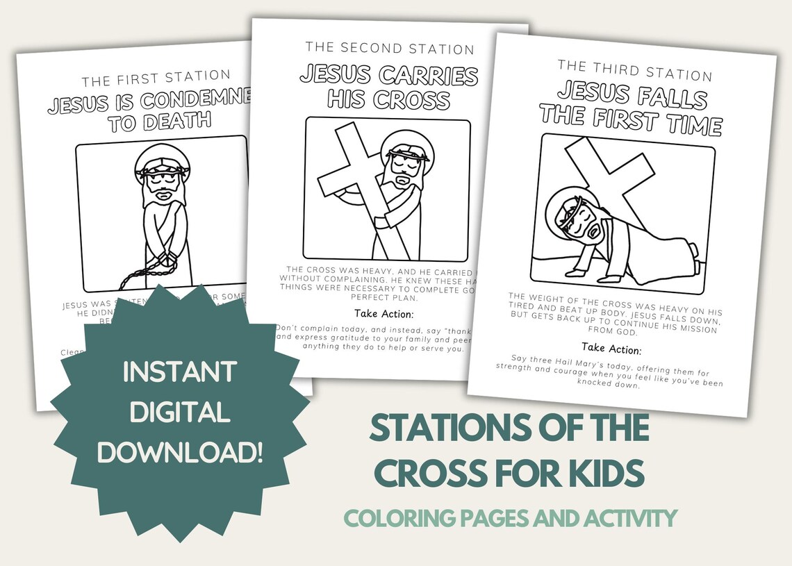 Stations of the Cross Coloring Pages, Catholic Kids Lent Activity ...