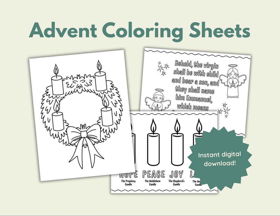 Advent Coloring Sheet for Kids, Advent Printable, Advent Wreath ...