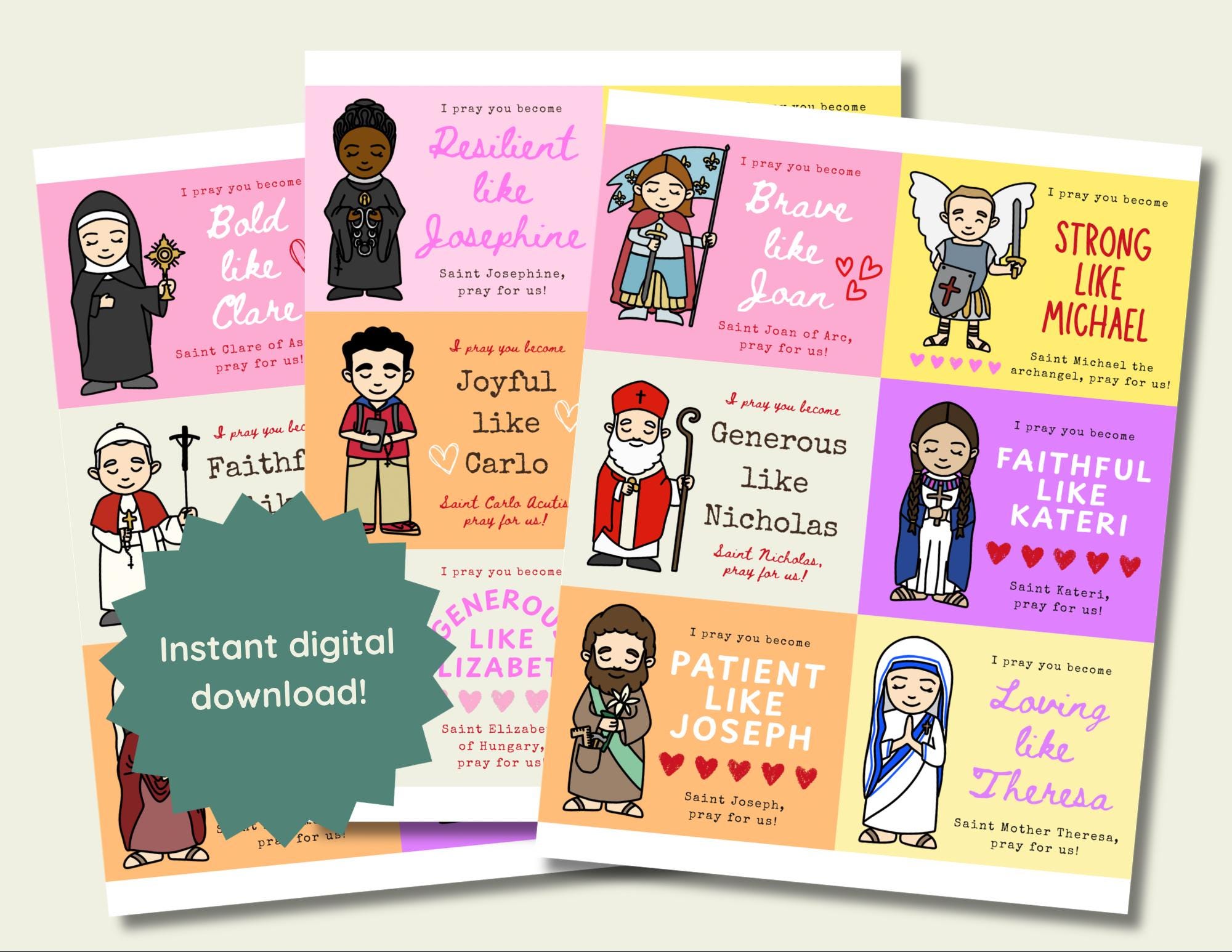 Catholic Printable Valentines Day Cards, Catholic Valentines Activity ...