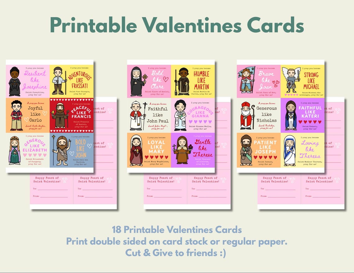 Catholic Printable Valentines Day Cards, Catholic Valentines Activity ...