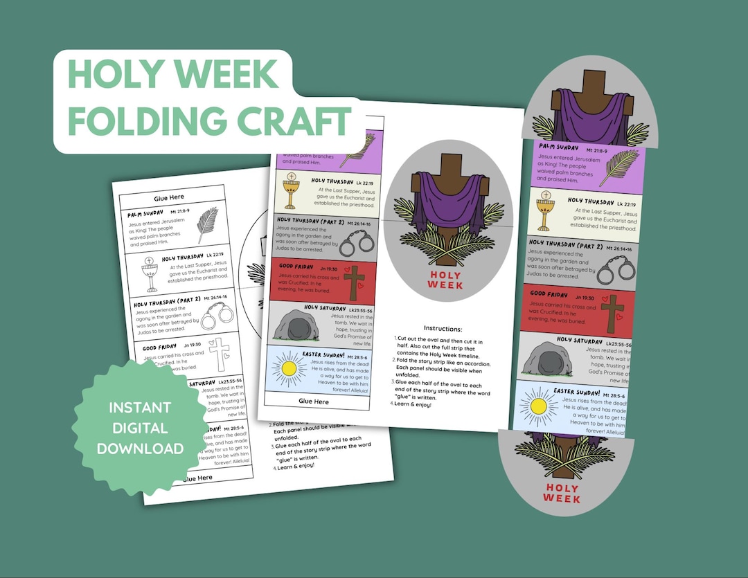 Kids Holy Week Folding Story Craft, Printable Holy Week, Catholic Holy ...