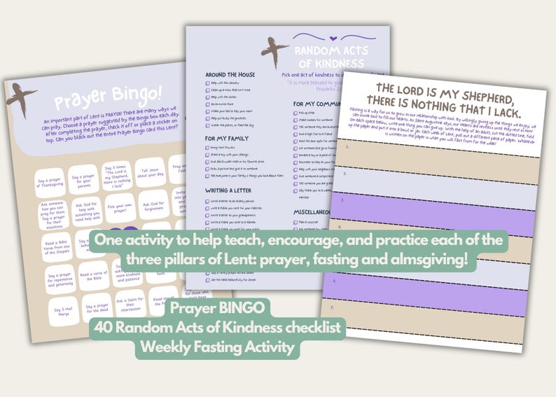 Catholic Kids Lent Activity Printable Download, Prayer Fasting ...