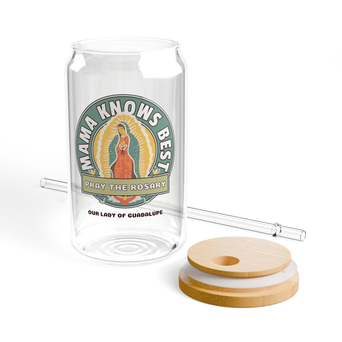 Catholic Sipper Glass Cup, Our Lady of Guadalupe, Catholic Gift for Her ...
