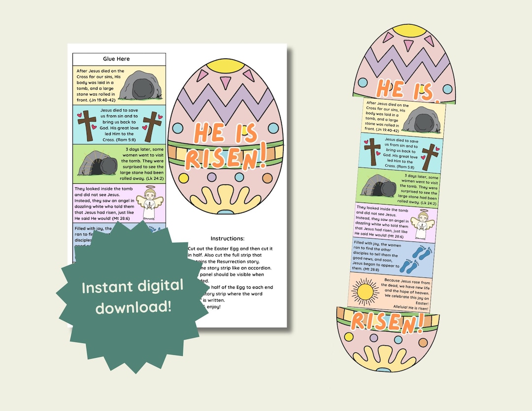 Easter Egg Resurrection Story Folding Craft, Printable Religious Easter ...
