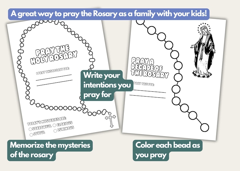 Kids Rosary Activity, Catholic Coloring Page Printable, Catholic Kids ...
