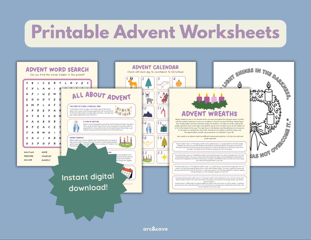 Catholic Kids Advent Activity Worksheets, Advent Infographic, Catholic ...