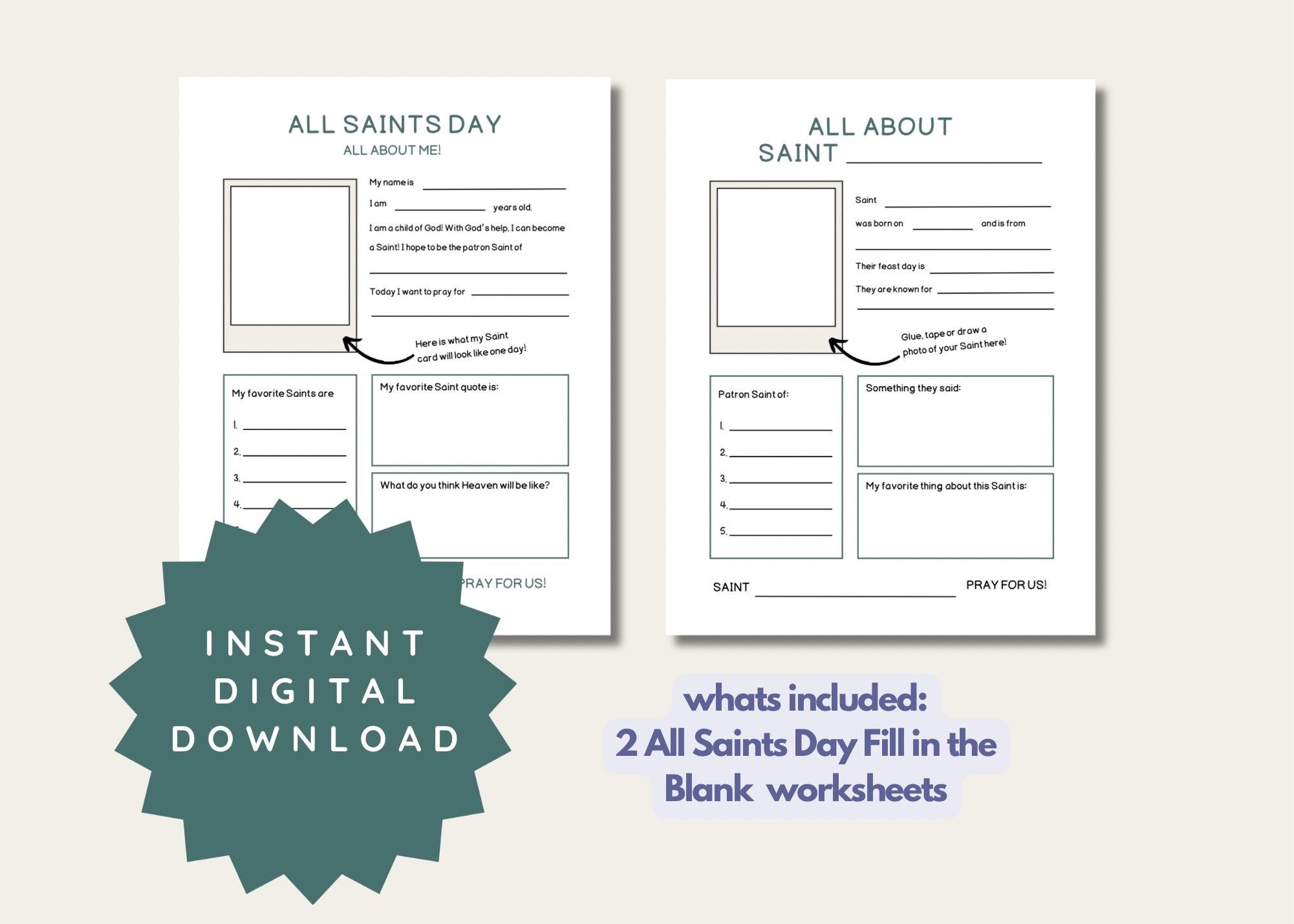 All Saints Day Worksheet for Kids, All Saints Day Game Activity, Kids ...