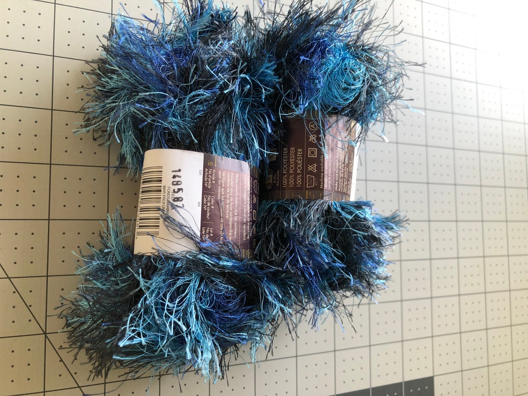 Eye Lash Yarn 2 Skeins Blue Variegated - Etsy
