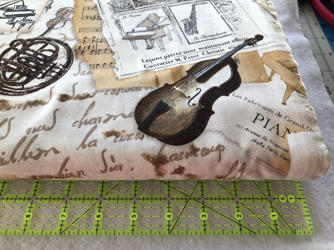 Music, Musical Instruments Paris Theme, 100% Quilt Shop Quality Cotton ...