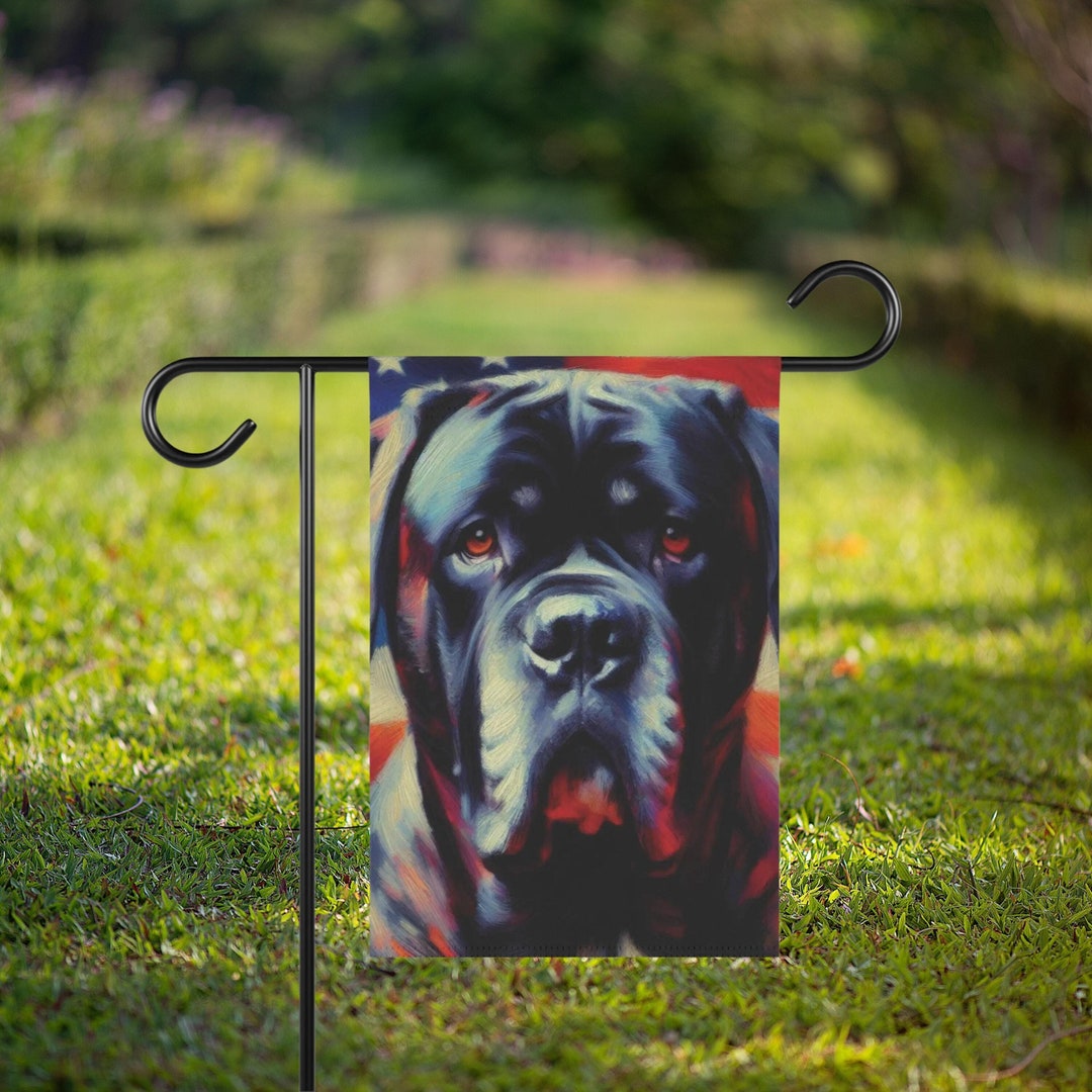 Cane Corso With American Flag Background - Garden Banner, Pet Lover ...