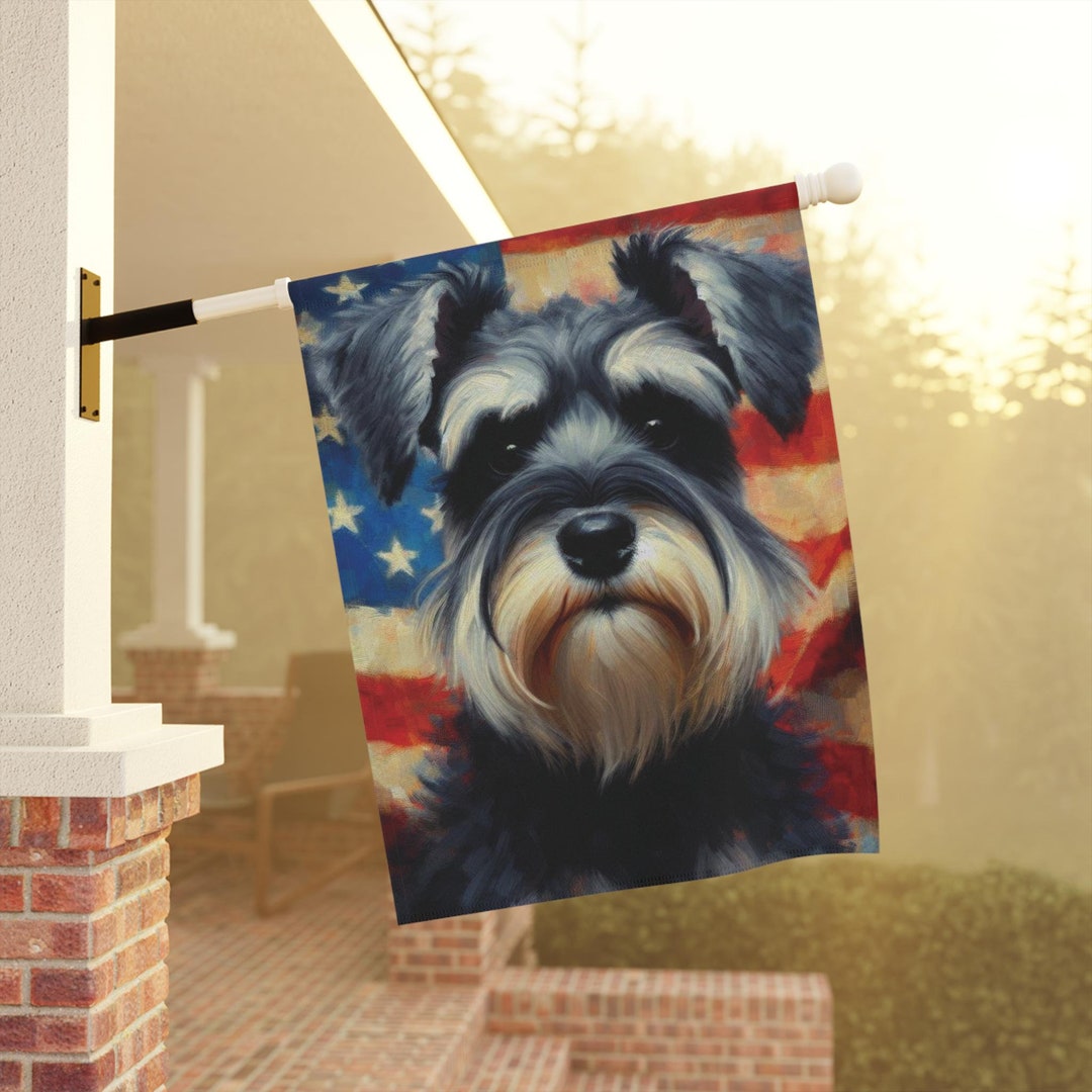 Miniature Schnauzer Garden Flag, Patriotic Dog Portrait Banner, Dog Dad ...