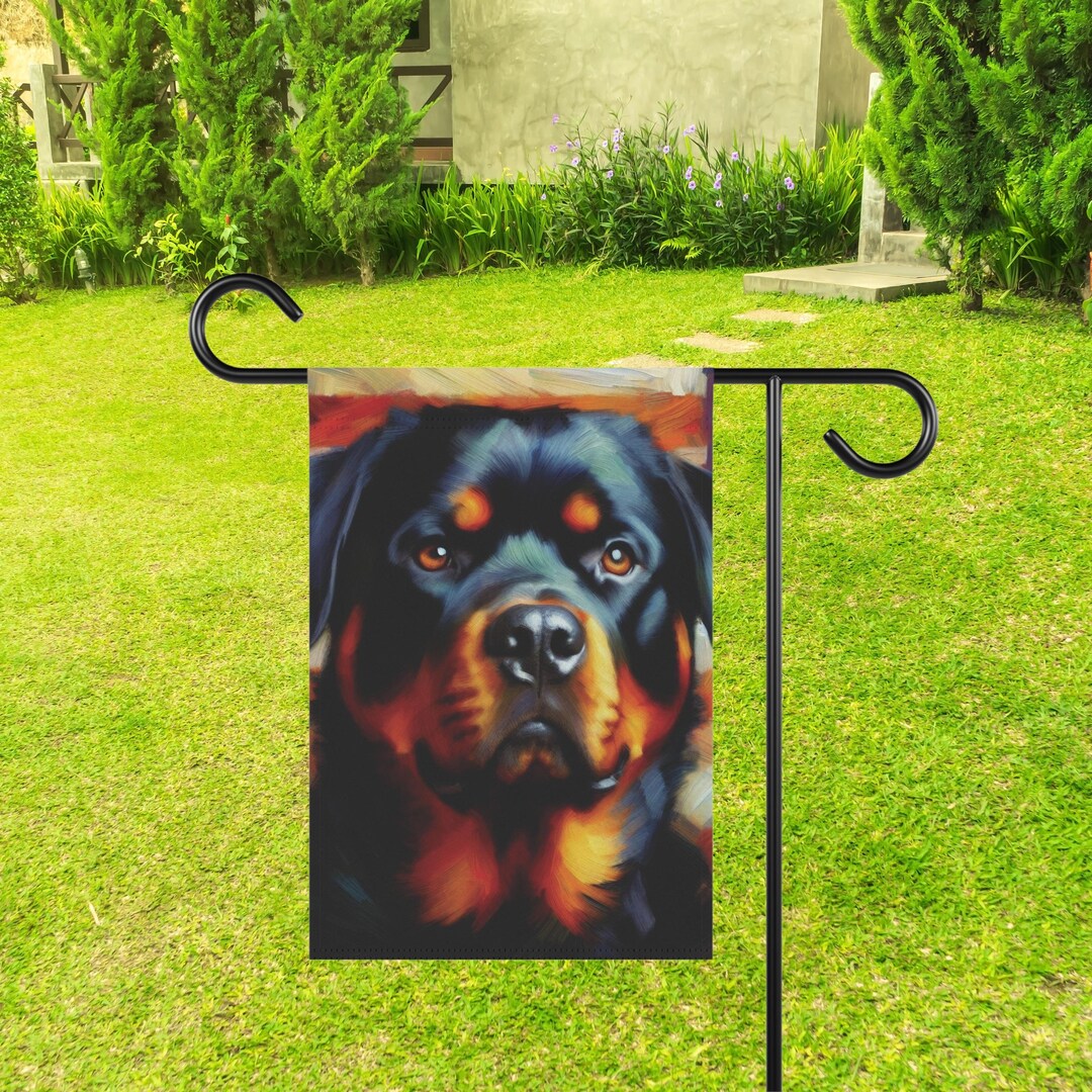 Rottweiler With American Flag Background - Garden Banner, Pet Lover ...