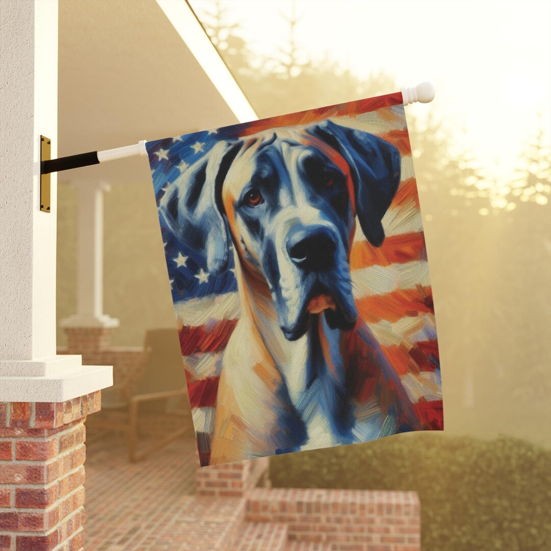 Great Dane With American Flag Background Garden Banner, Pet Lover Gifts ...