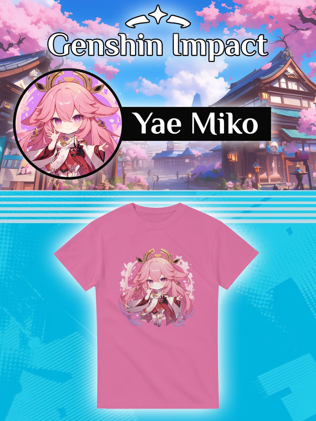 Yae Miko – the Kitsune Priestess Chibi T-shirt - Etsy