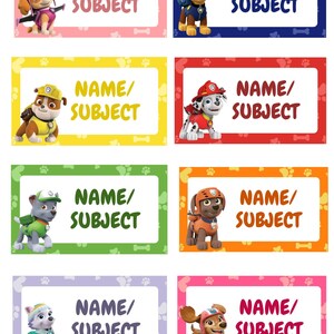 Customizable Paw Patrol Name & Subject Tags DIGITAL LINK - Etsy