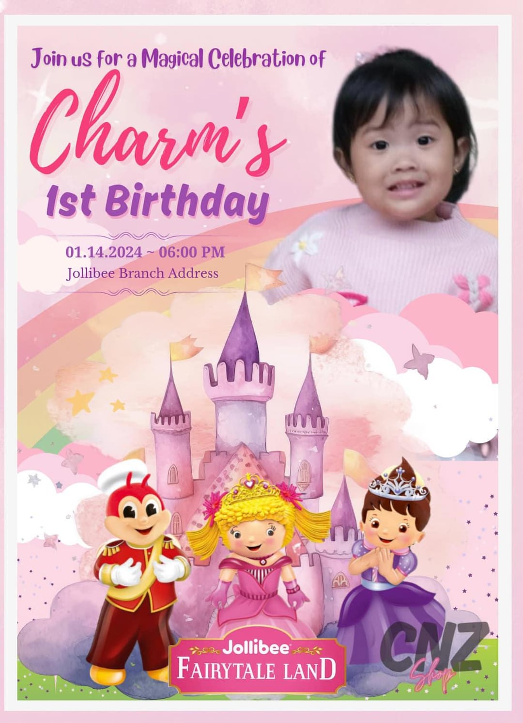 Customizable Jollibee Birthday Invitation Design | DIGITAL LINK - Etsy