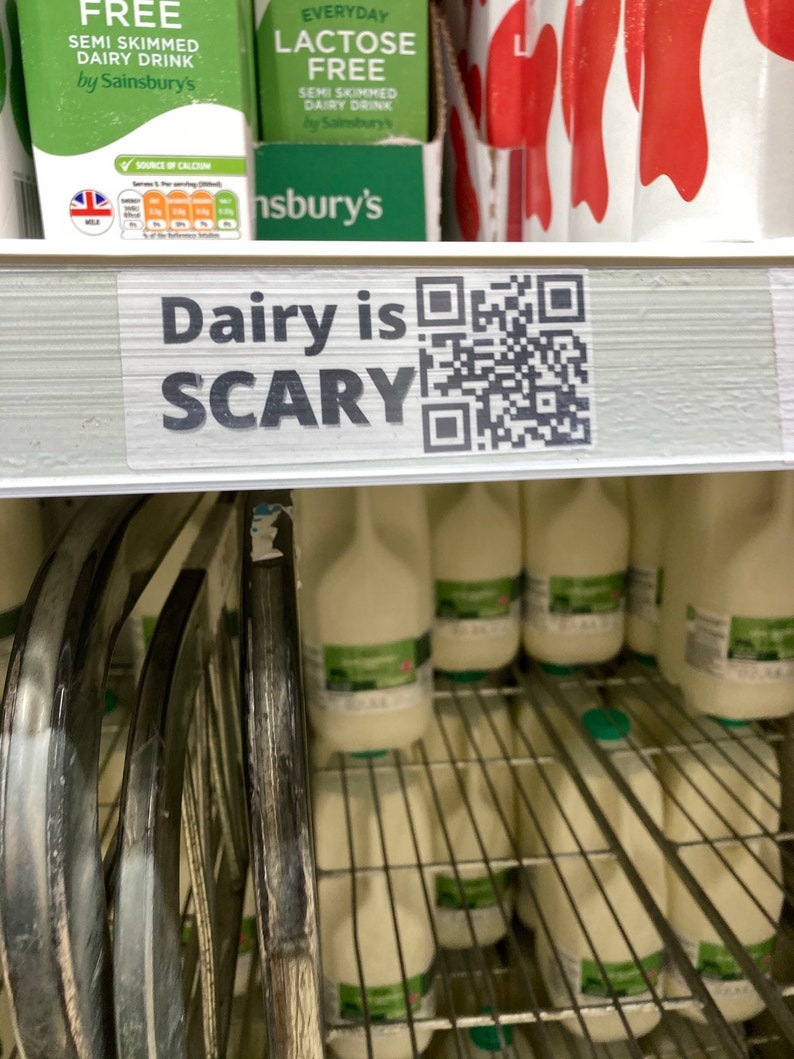 Vegan QR Code Sticker - Dairy is Scary - Etsy