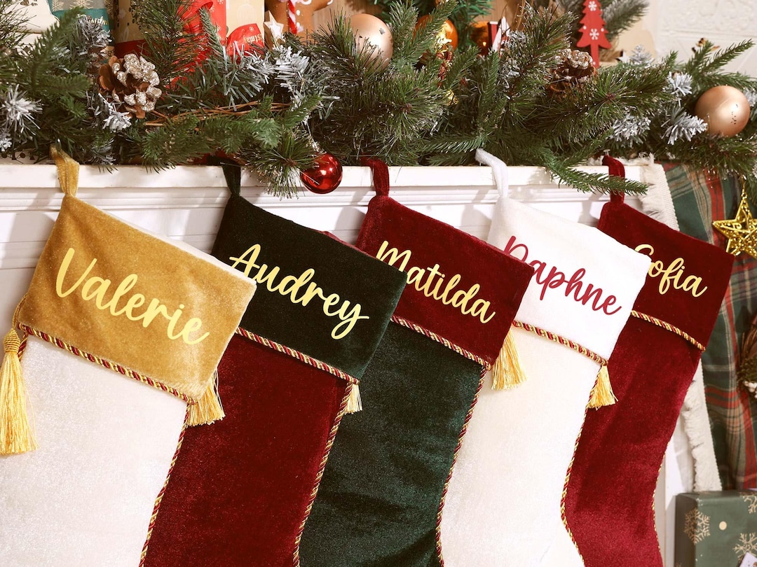 Personalized Velvet Christmas Stockings With Name: Monogrammed Stocking ...