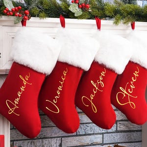 Red Velvet Christmas Stockings,red Plush Christmas Stockings,custom ...