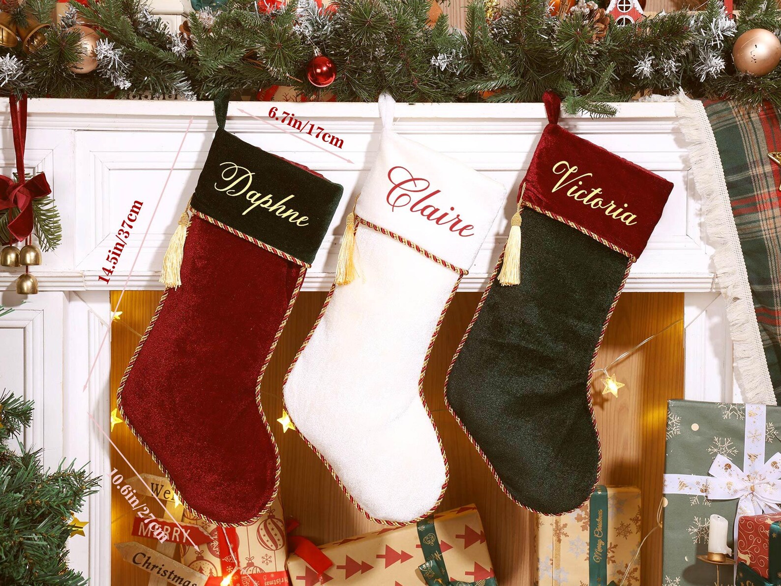 Personalized Velvet Christmas Stockings With Name: Monogrammed Stocking ...