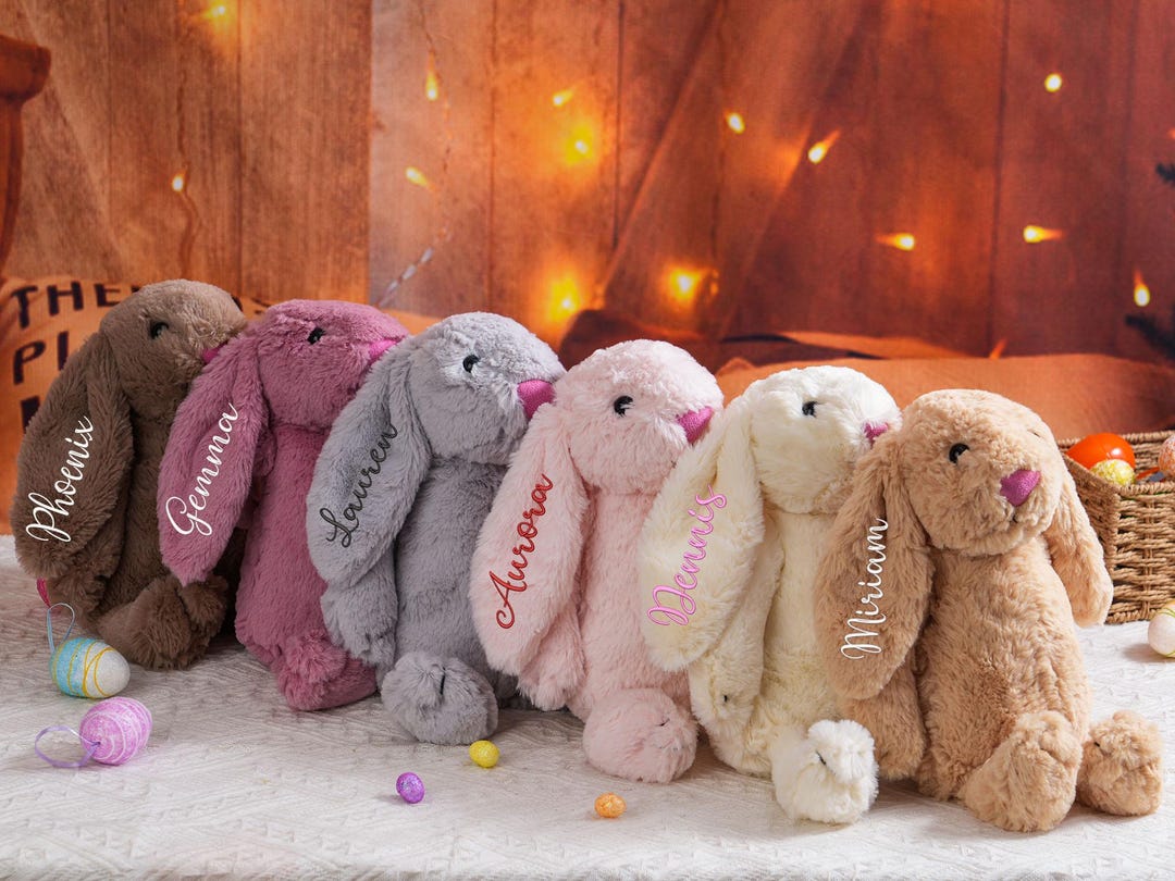 Personalized Plush Bunny: Embroidered Monogram, Newborn Gift - Etsy