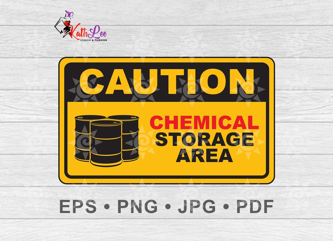 Printable Caution Chemical Storage Area Sign, Vector Files, Instant ...