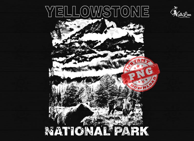 Yellowstone National Park, Yellowstone Park Png, Yellowstone Dtf Dtg ...
