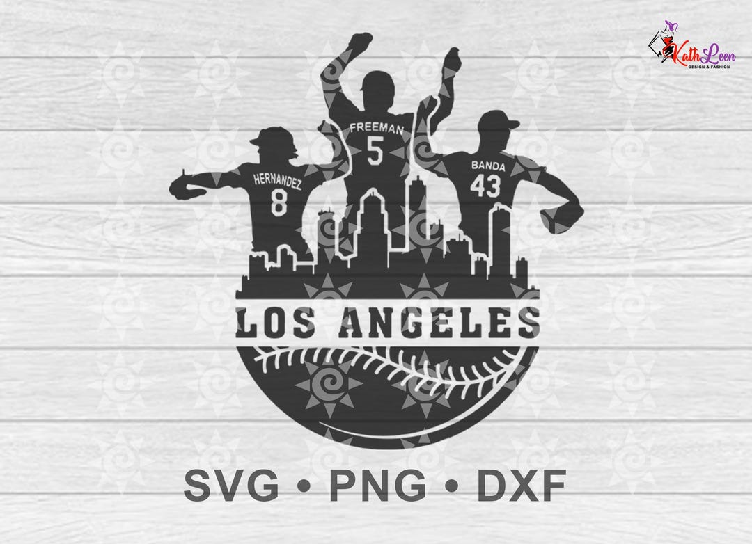 SVG PNG DXF Los Angeles Baseball Skyline Ball Silhouette Art With ...