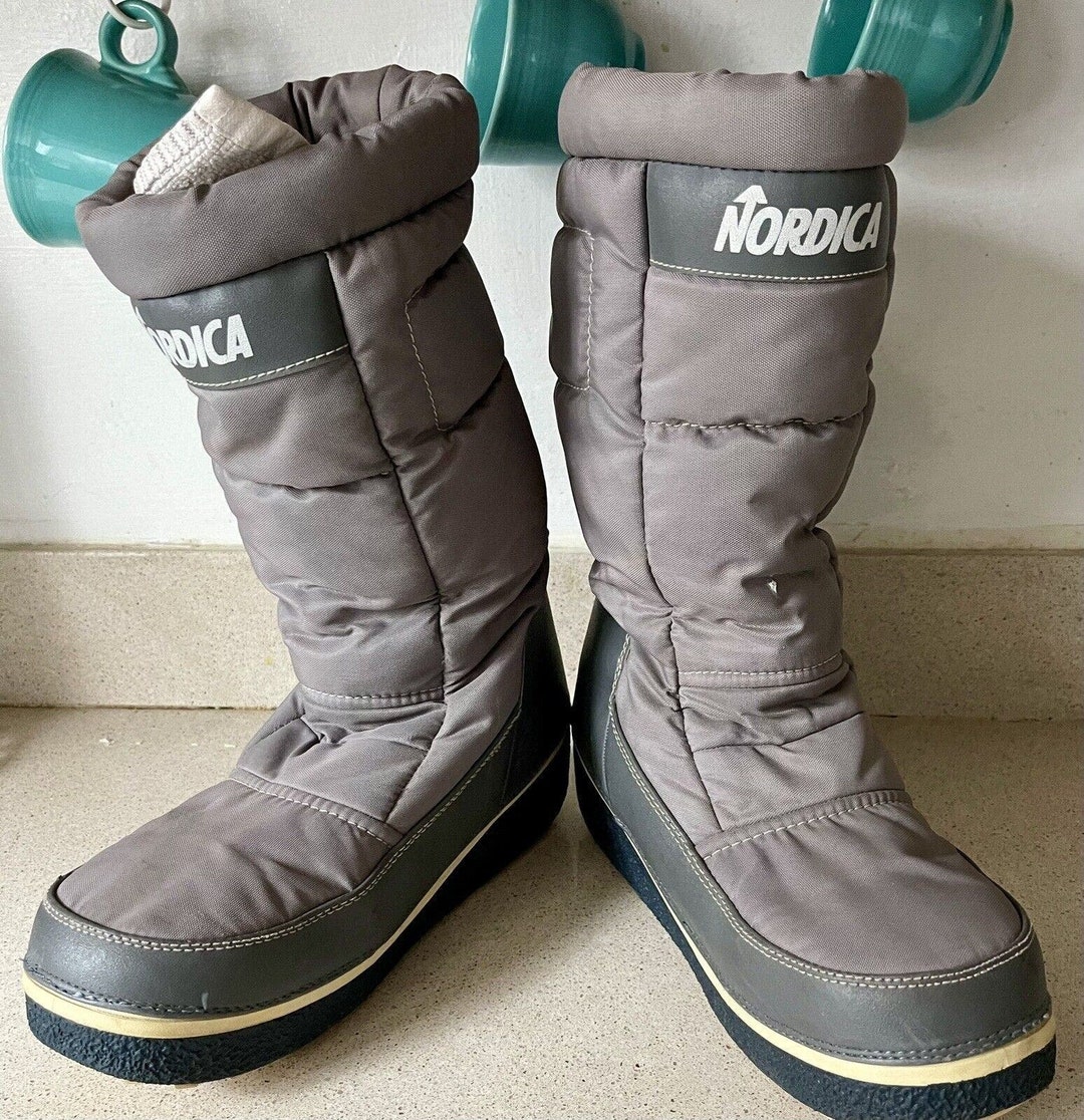 Vtg Nordica Moon Boots 80s Winter Snow Gray Men’s Sz 9/9.5? Ladies 10/ ...