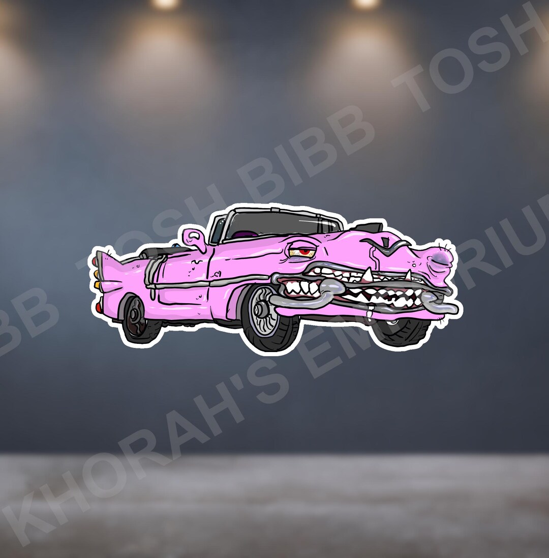 Pink Cadillac Sticker | Monster Sticker - Etsy