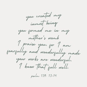 Psalm 139:13-14 Digital Art Design, Digital Download (white Background ...