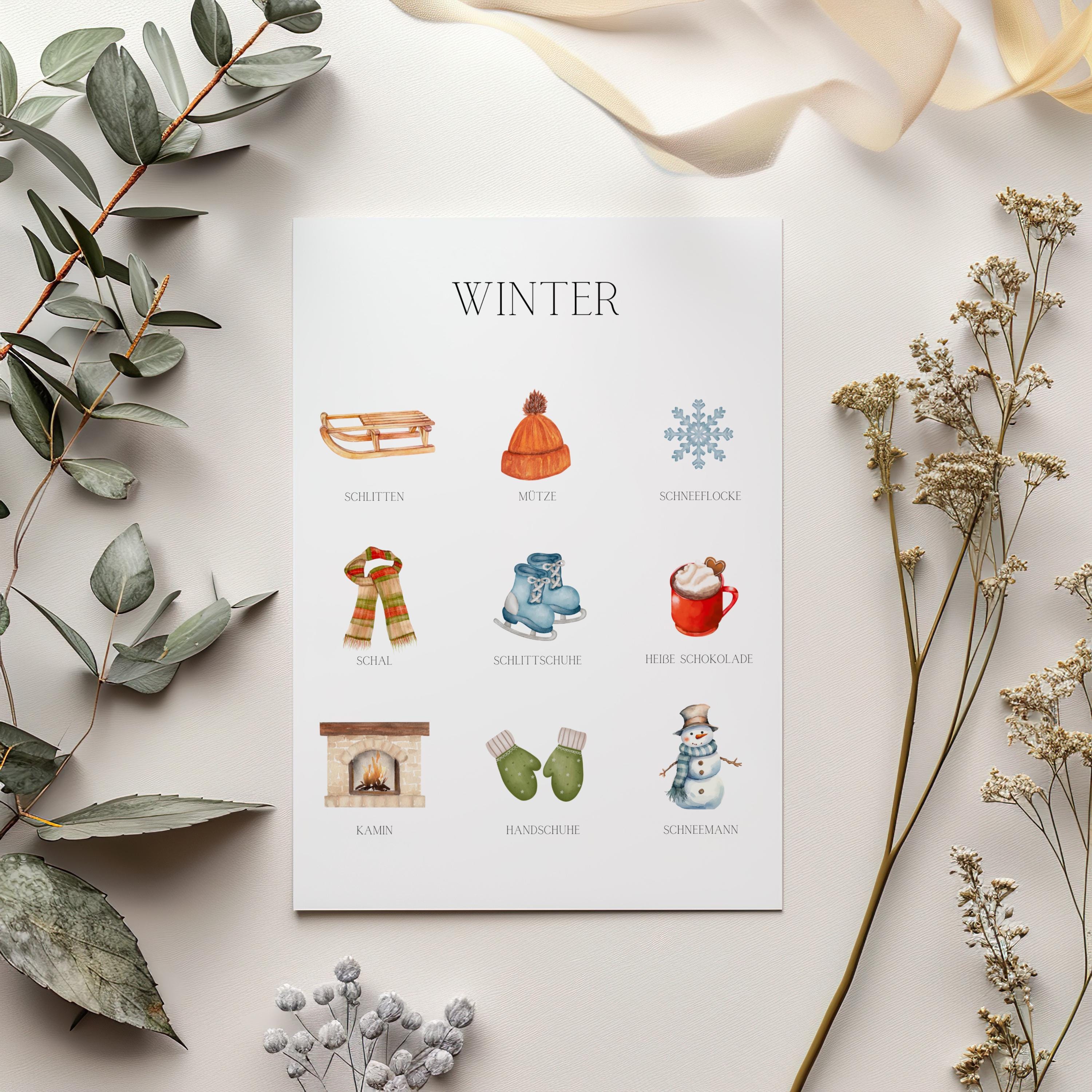 WINTER GERMAN Printable Poster PDF Download, A4 + A3, - Etsy