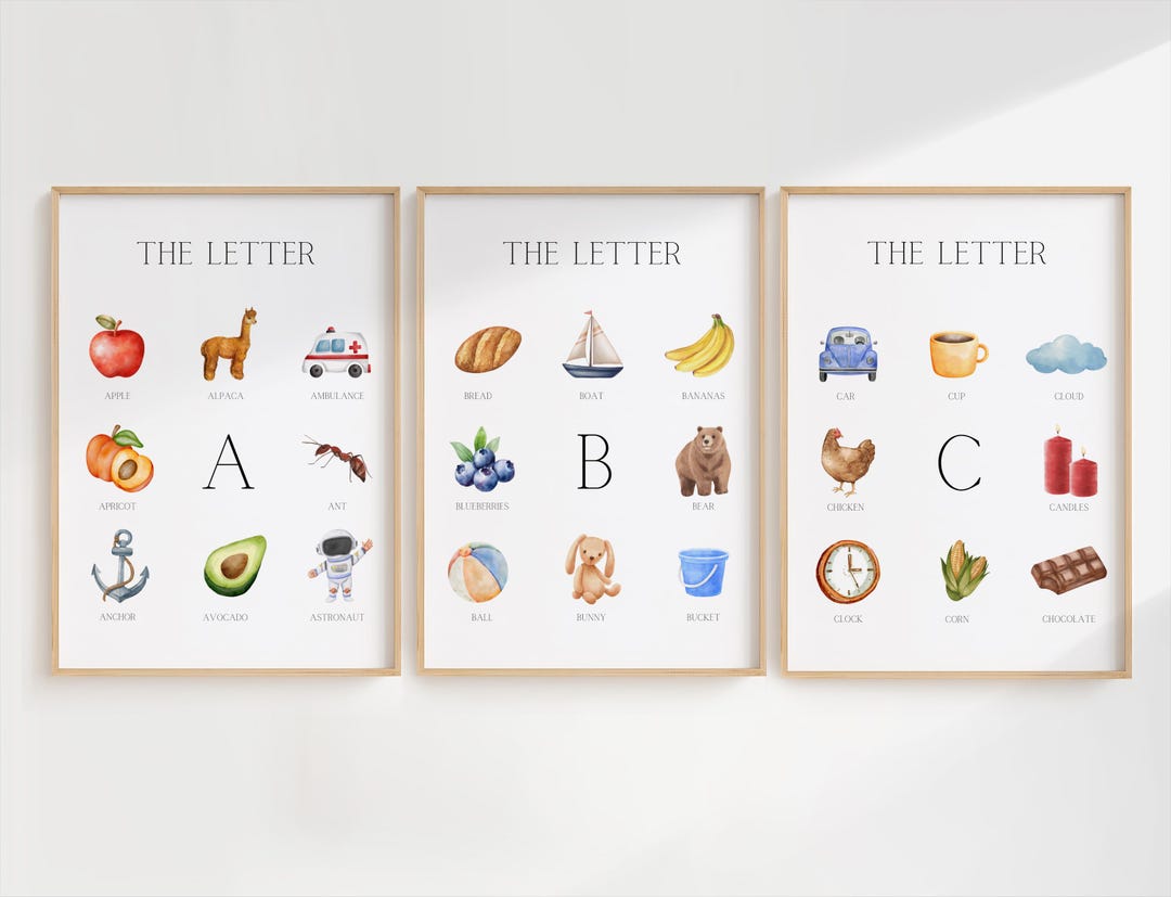 3 Pack Educational Poster ABC English PDF Download, Print at Home, A4 ...