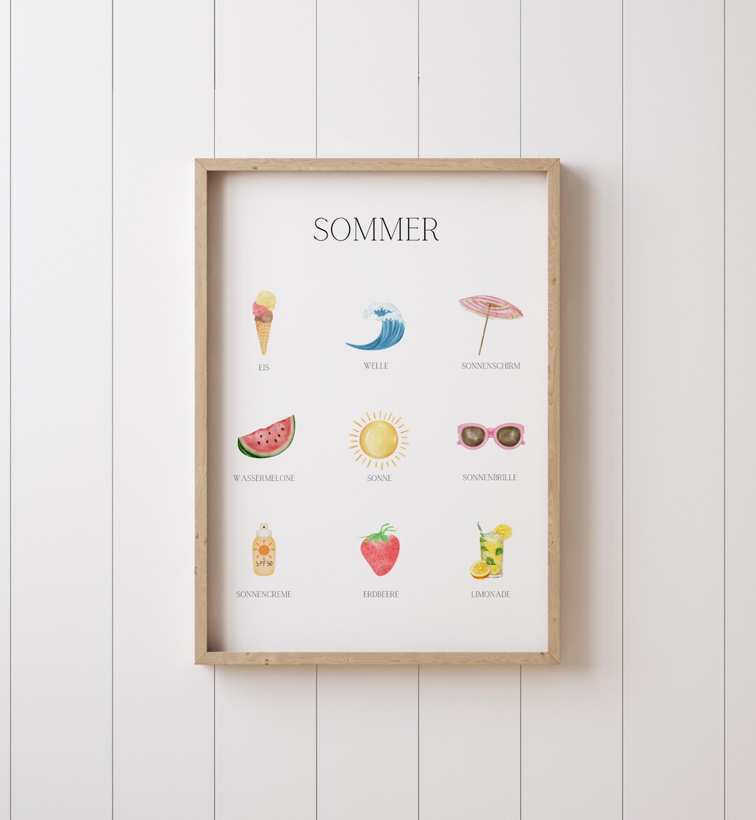 SOMMER German Printable Poster PDF Download, A4 + A3, Summer Decoration ...