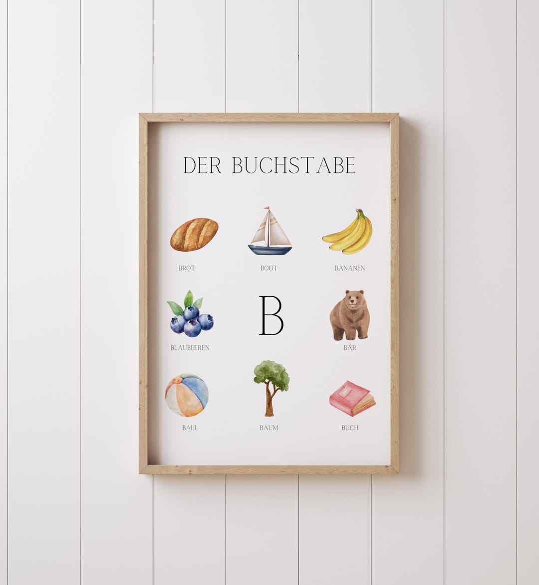 Letter B German Alphabet Poster, Kids Educational Print (PDF Download ...