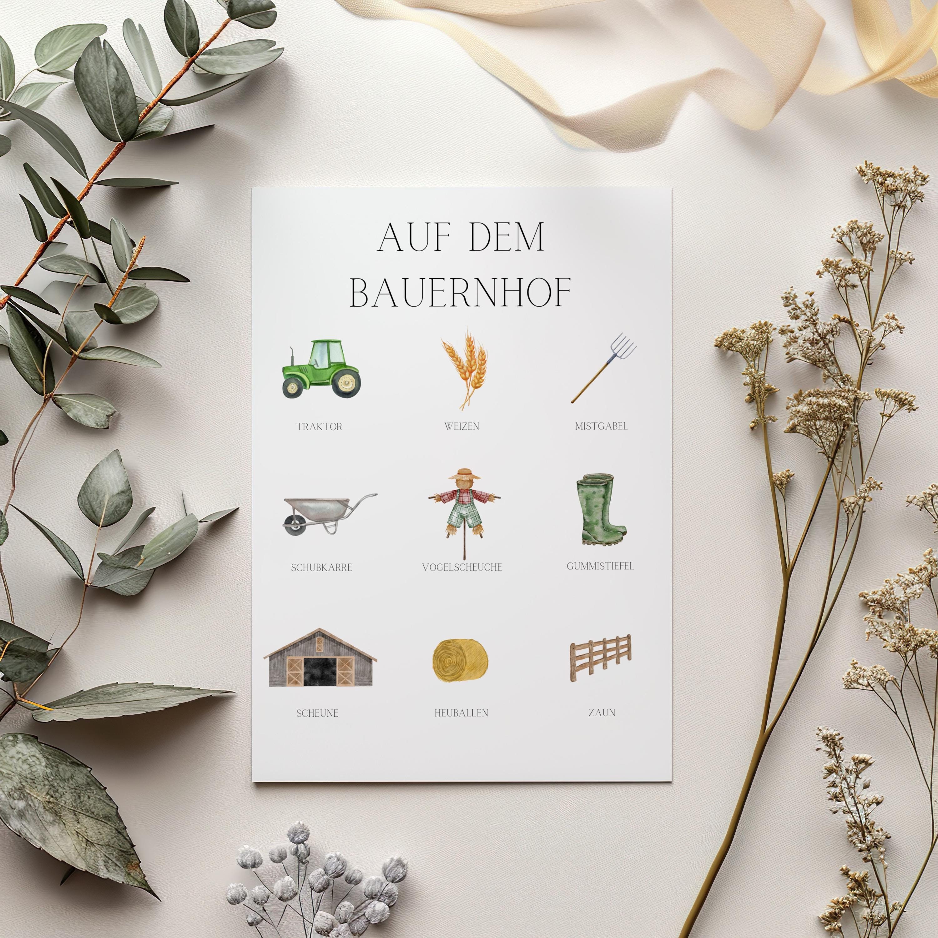Farm Animals German Poster, Nursery Classroom Decor (PDF Download) - Etsy