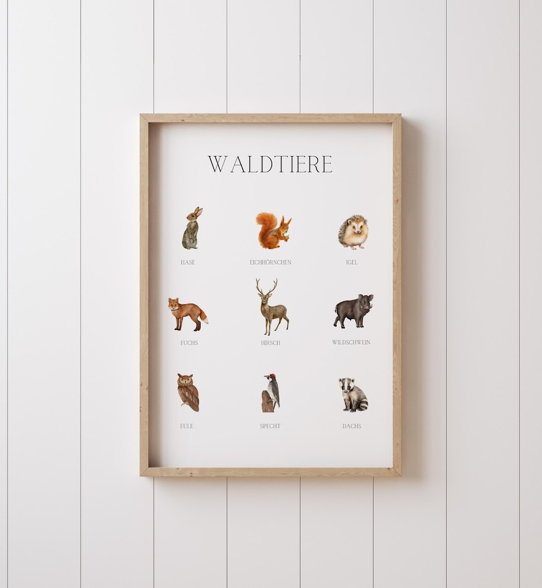 Waldtiere Printable Poster German, PDF Download A4 + A3, Decorative in ...