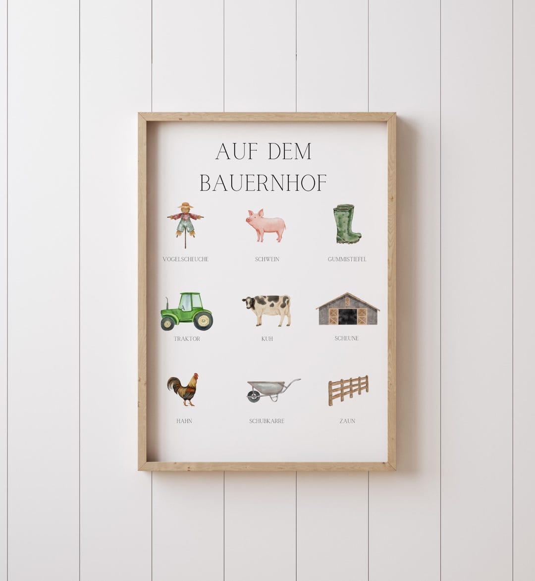 German Farm Animals Poster, A4 A3 Printable (PDF Download) - Etsy Canada