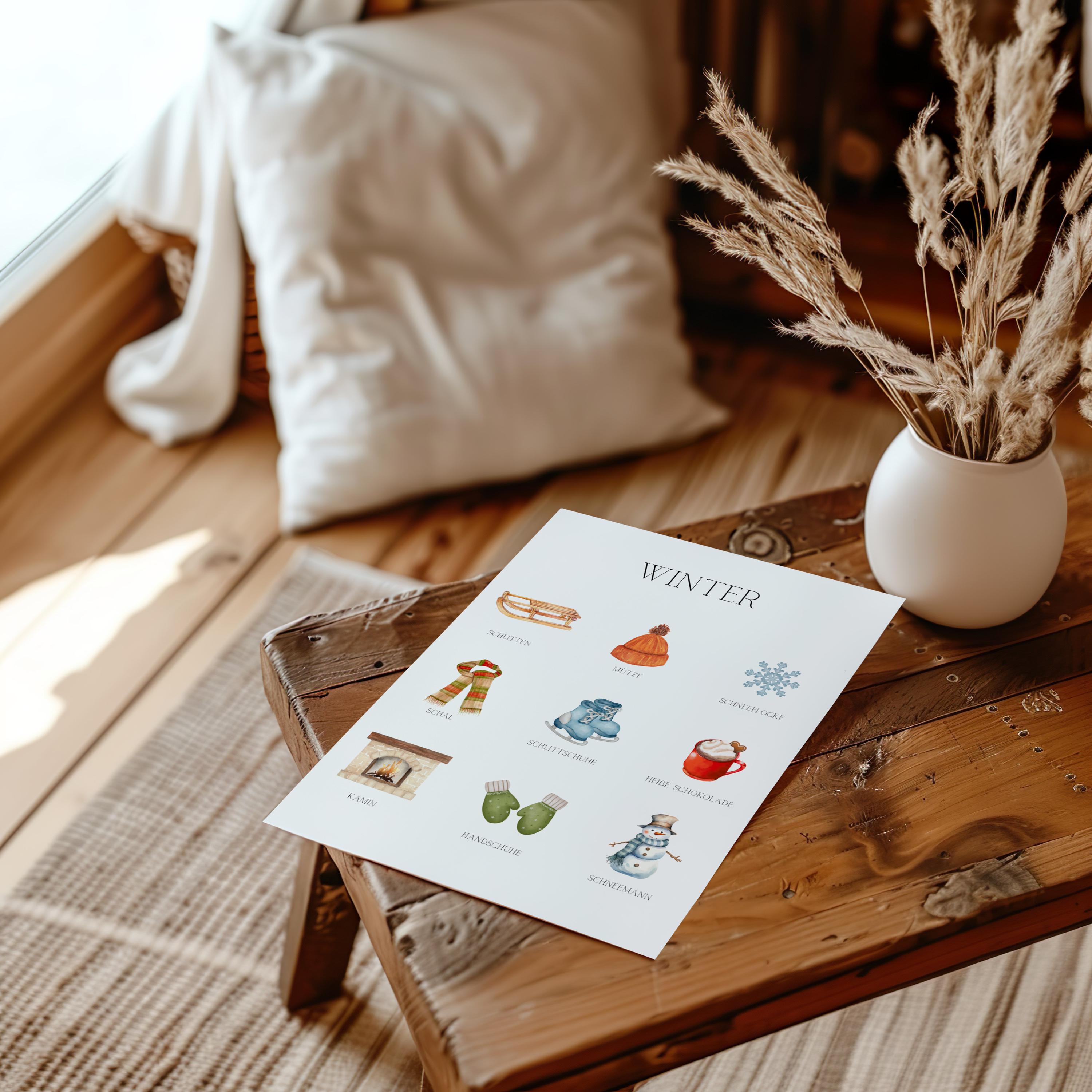 WINTER GERMAN Printable Poster PDF Download, A4 + A3, - Etsy