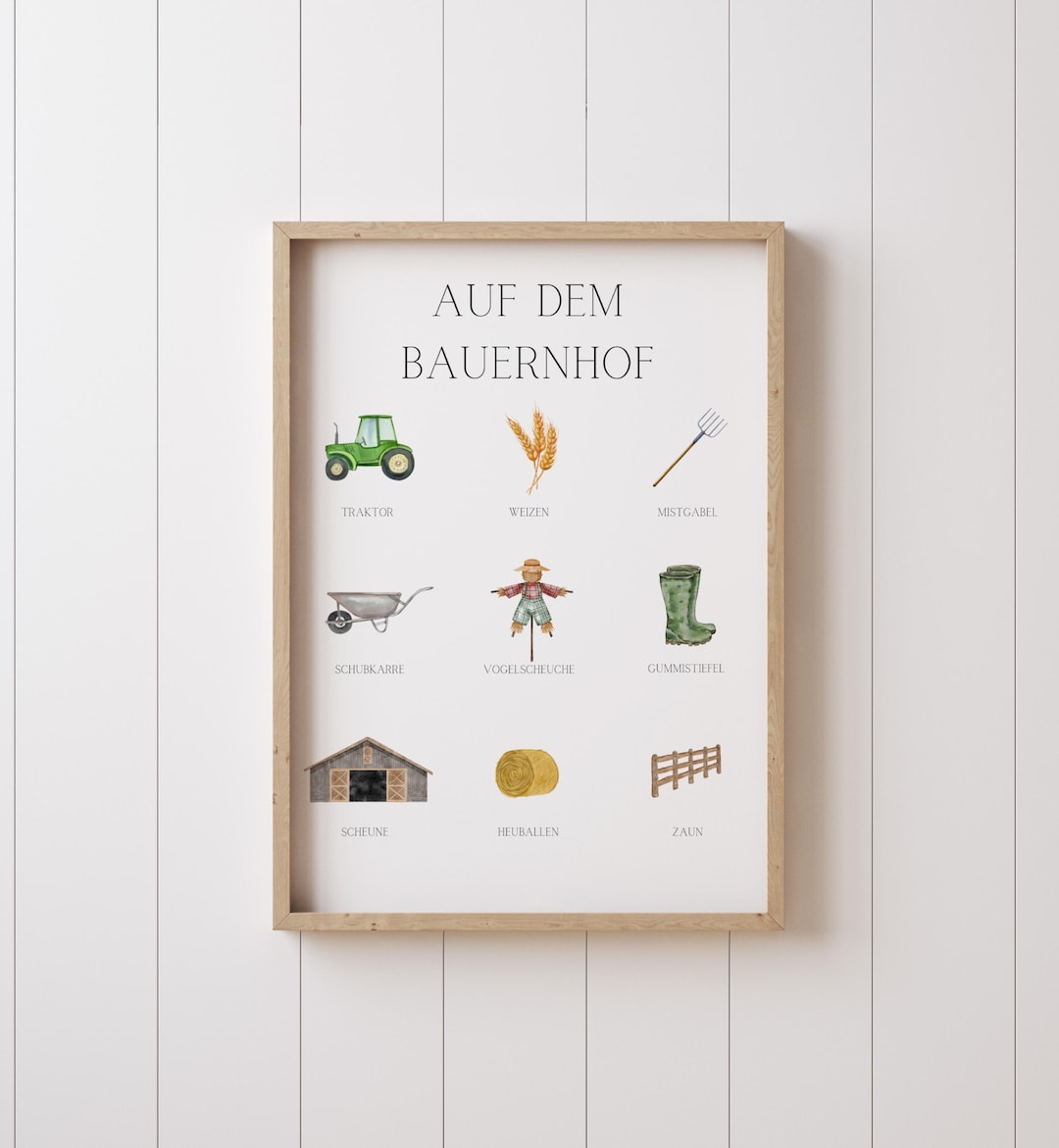 Farm Animals German Poster, Nursery Classroom Decor (PDF Download) - Etsy