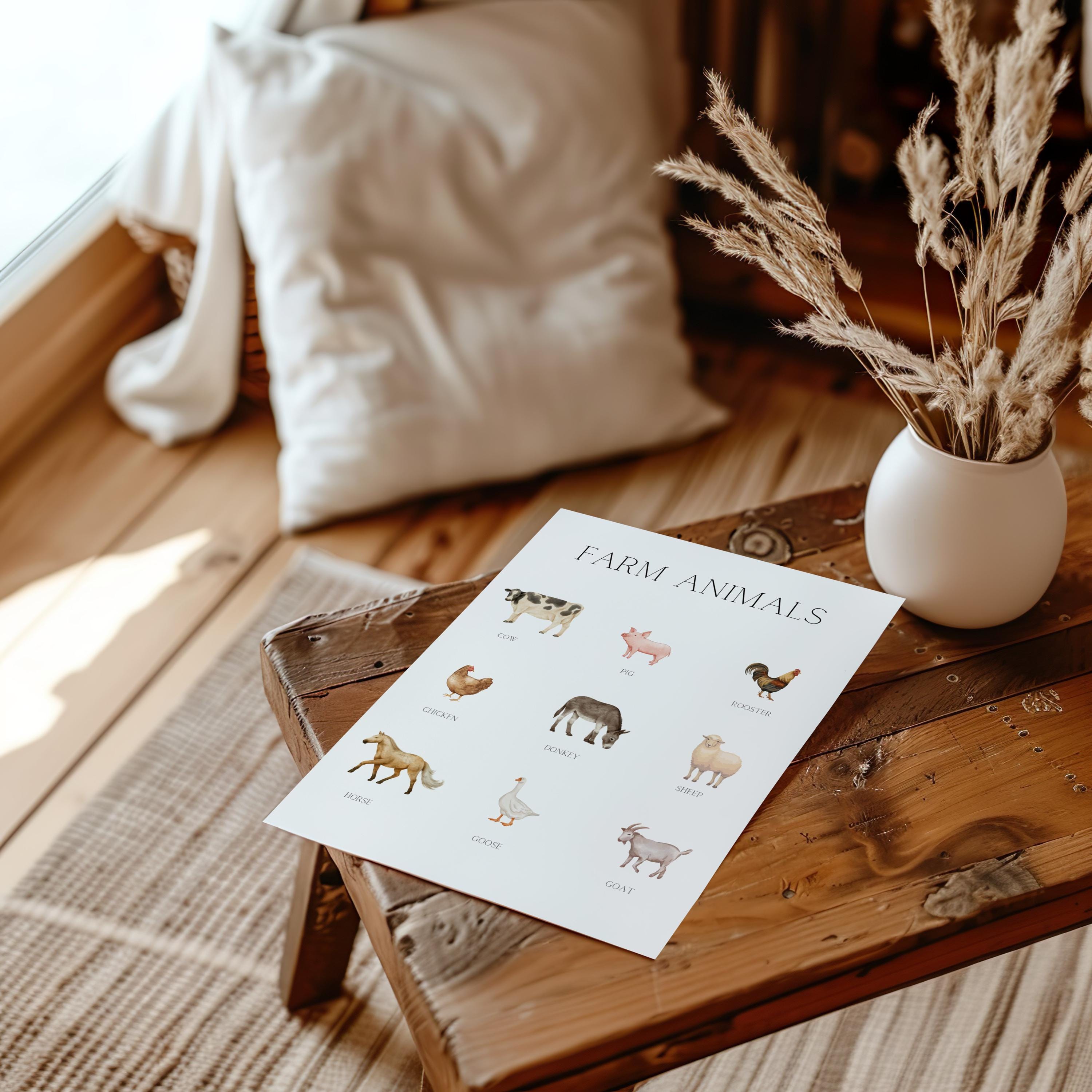 Farm Animals Poster, Nursery Decor, Educational Print (PDF Download) - Etsy