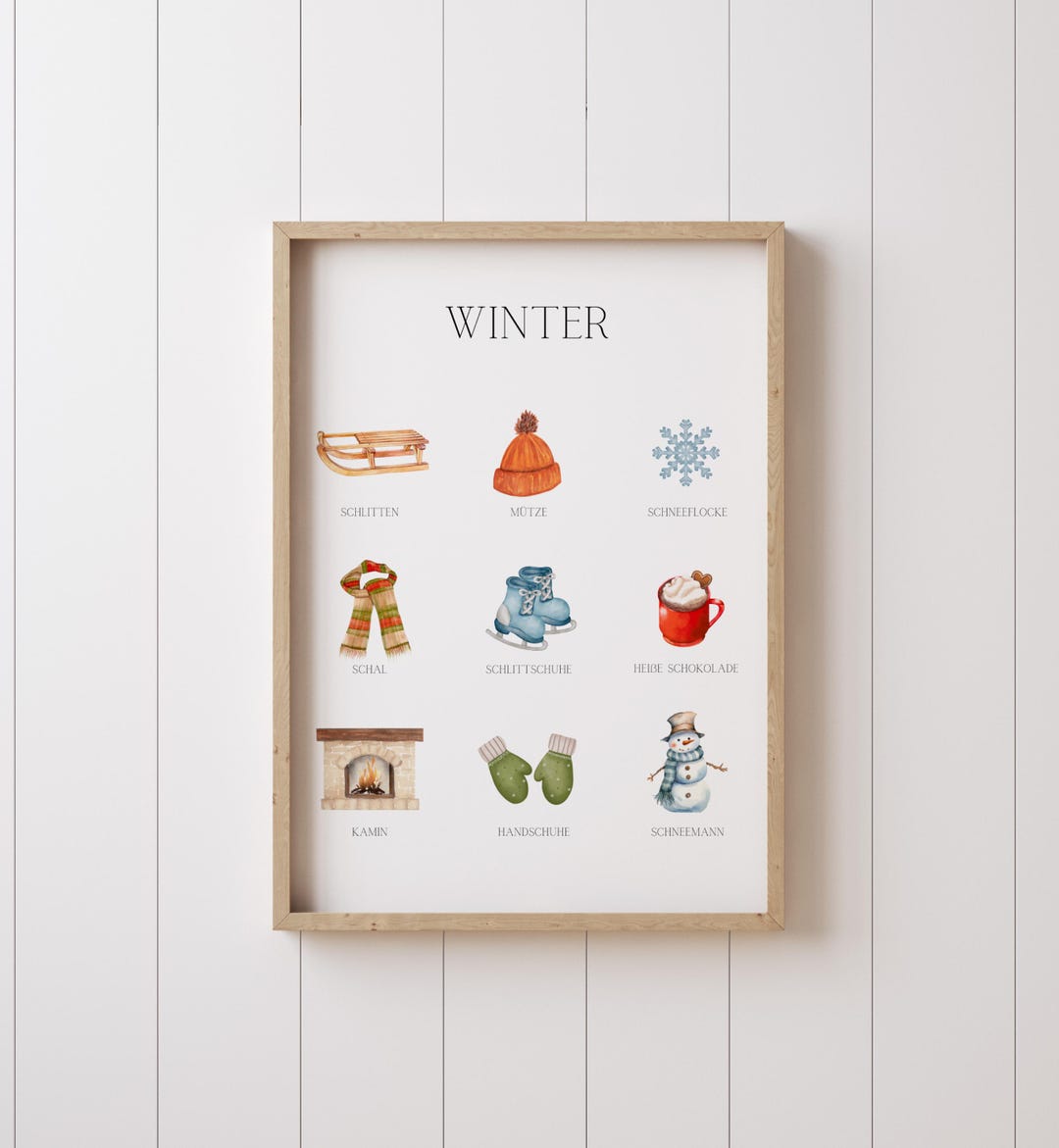 WINTER GERMAN Printable Poster PDF Download, A4 + A3, - Etsy