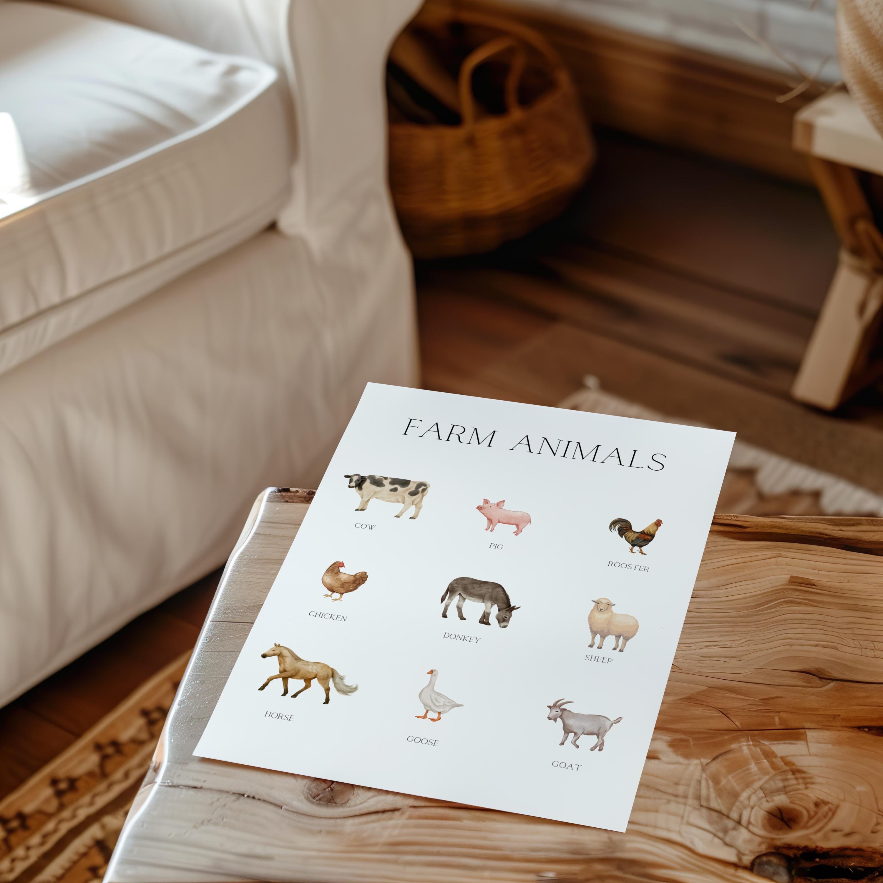 Farm Animals Poster, Nursery Decor, Educational Print (PDF Download) - Etsy