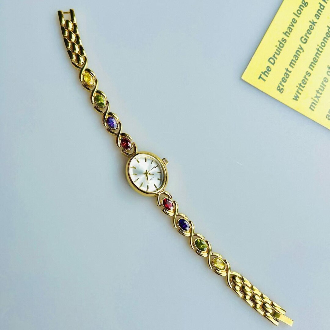 Handmade Elliptical Rainbow Gemstone Watch,vintage Gemstone Watch ...