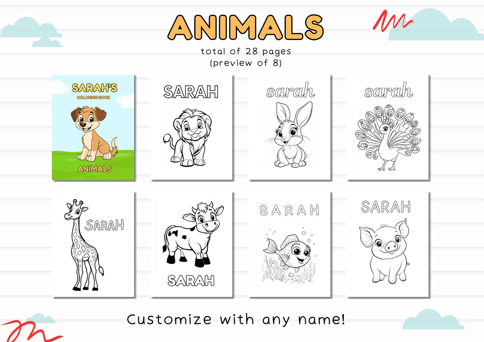 Personalized Kids Coloring Book: Custom Name Activity (digital Download ...