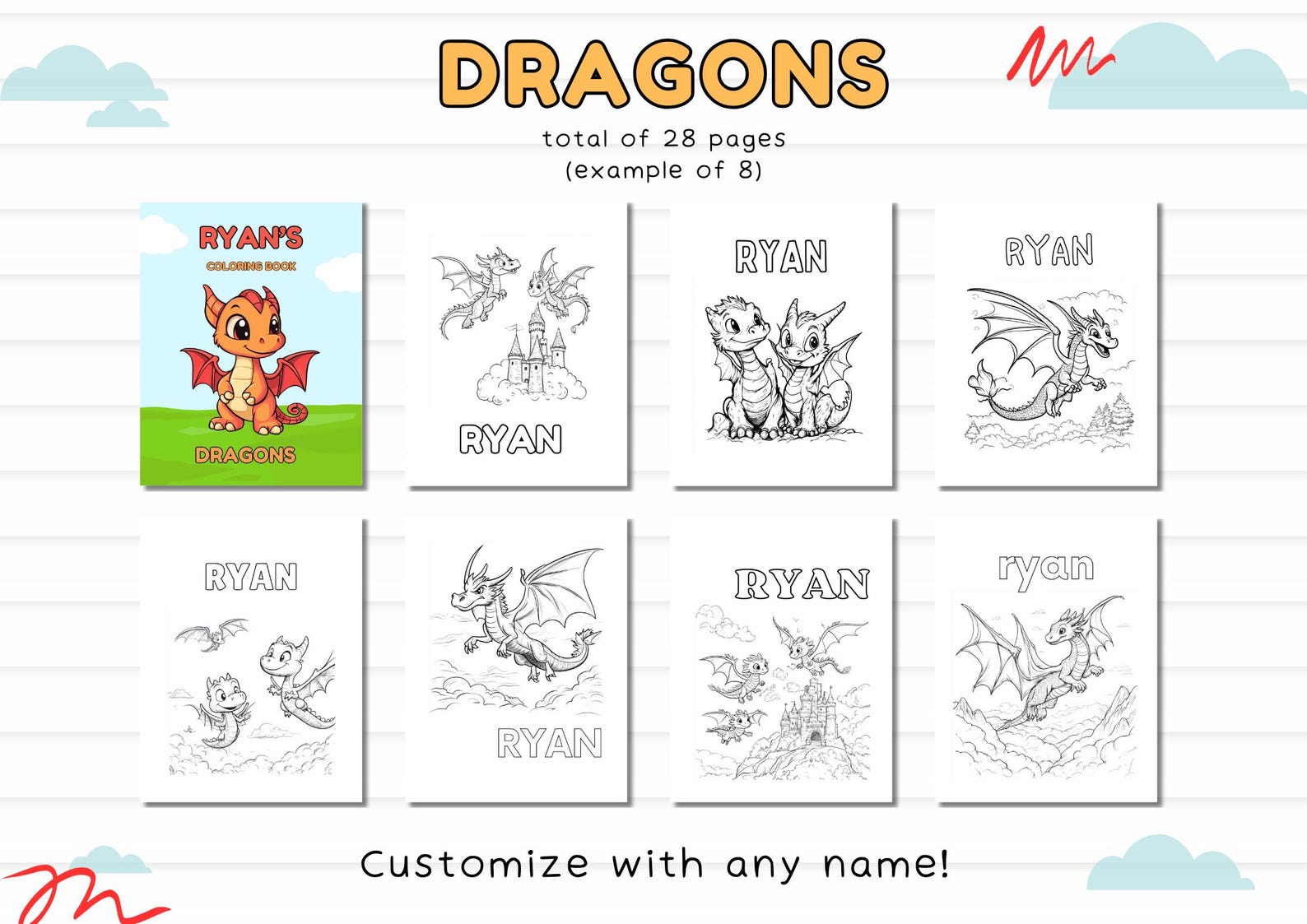 Personalized Kids Coloring Book: Custom Name Activity (digital Download ...